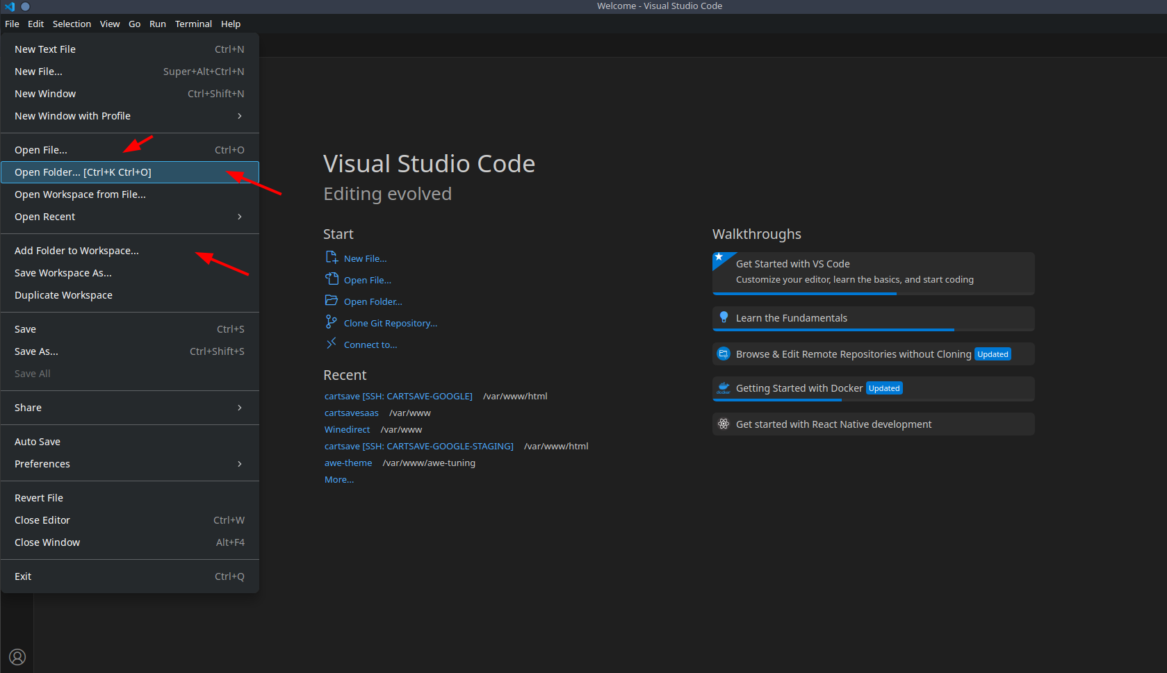 still cannot open files or folders in linux 24 · Issue #232615 · microsoft/vscode · GitHub